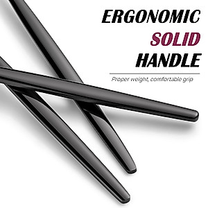 Black Silverware Set 30 Pieces, Black Flatware Utensil Cutlery Set for 6, Stainless Steel Black Forks Spoons and Knives Set Service for 6, Mirror Polished