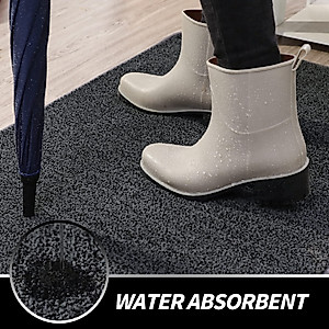 LINLA Indoor Doormat, Super Absorbs Mud Mat, Washable Non-Slip Rubber Backing Clean Door Mat for Doorways Inside Dirt Trapper Mats Shoes Scraper, 18x30 Inches Dark Gray