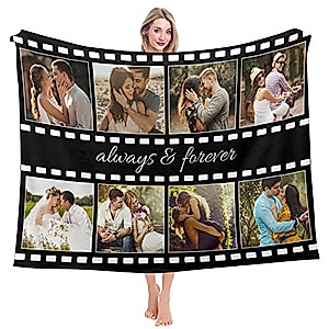 HSSQMH Custom Blankets with Photos Personalized Couples Gifts Customized Picture Blanket Always & Forever Gifts Mother's Father's Birthday Gift for Wife Husband Girlfriend Boyfriend Dad Mom