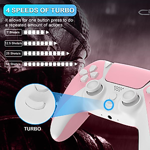 OUBANG for PS4 Controller, Pink Game Remote for Elite PS4 Controller with Turbo, Steam Gamepad Work with Playstation 4 Controller with Back Paddles, Scuf Controllers for PS4/Pro/Silm/PC/IOS/Android