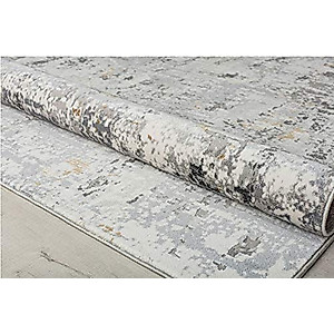 Rugs America Austin AD90A Iron White Abstract Transitional Area Rug 5'3" x 7'0"
