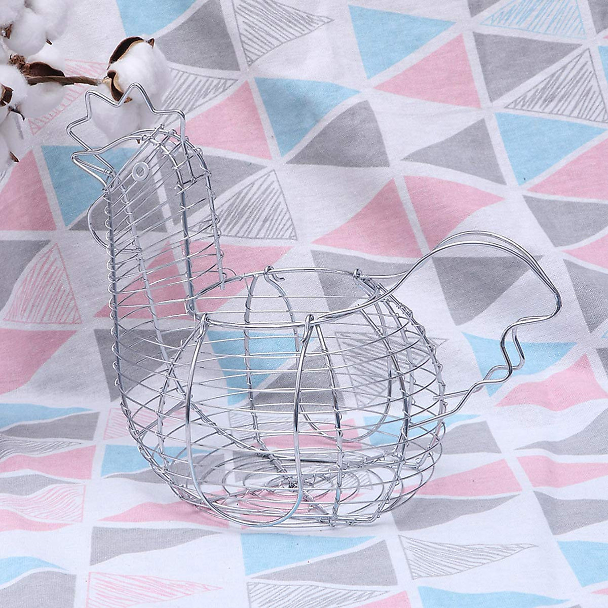 Cabilock Chicken Egg Wire Basket Farmhouse Style Egg Storage Holder Iron Hen Eggs Container Party Easter Eggs Basket Decorative Fruit Snack Serving Basket