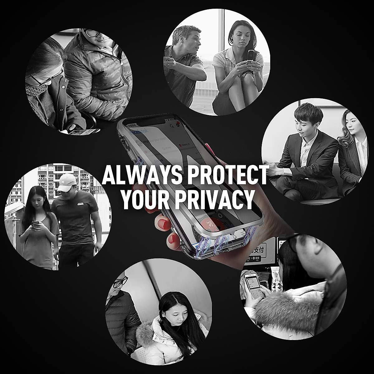 ESTPEAK iPhone 13 Pro Max Case, Magnetic with Anti-Peep Privacy Screen Protector, Clear Back, Metal Bumper, 360° Protection, Wireless Charging Friendly, Black