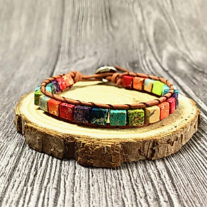 ZOSOJONA 7 Chakra Bracelet Bohemian Handmade Leather Wrap Healing Protection Natural Stone Yoga Beaded Bracelets Boho Friendship Jewelry