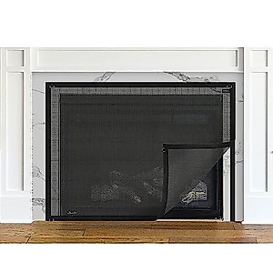 HOMWMPA Fireplace Screen, Mesh Fireplace Cover, Baby Proof to Prevent Baby and Pet Near Idle Fireplace, Fireplace Safe Mesh, 45" W x 34" H