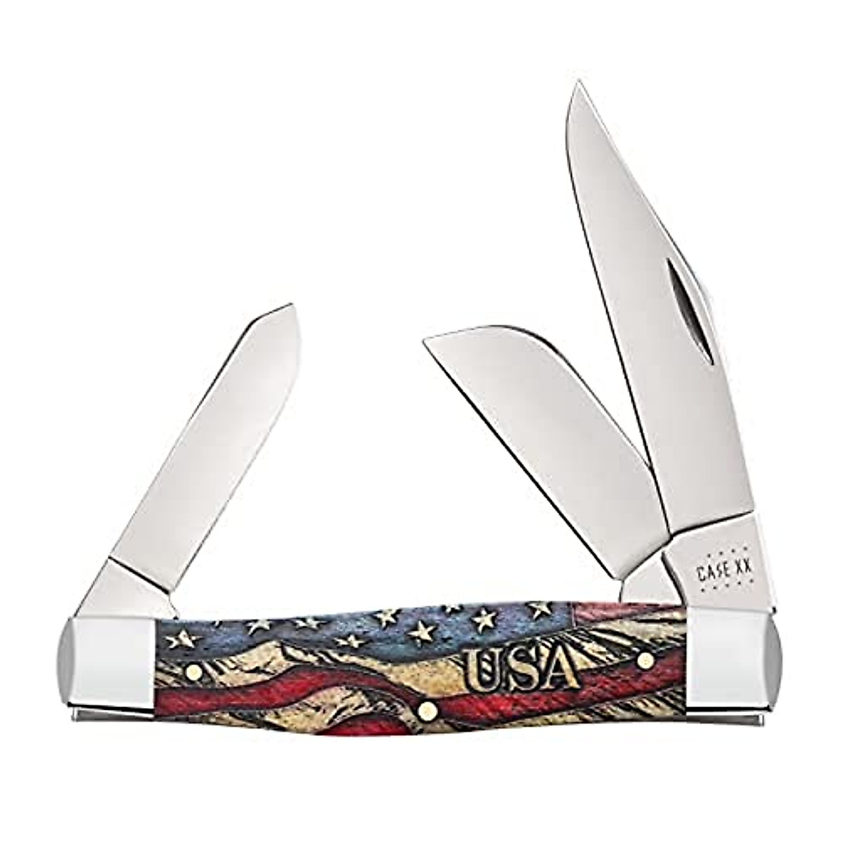 CASE XX 36032 Vintage Flag Smooth Bone Handle 3 Blade Large Stockman