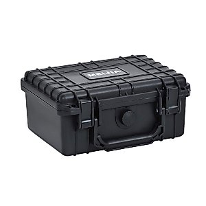 MEIJIA Portable Waterproof Protective Hard Case,Compact Camera Case with Customizable Fit Foam,Fit for Drones,Camera,Lens, 9.17inchx7.56inchx4.33inch, Black