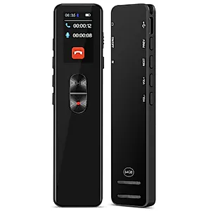 64GB Digital Voice Recorder for Lecture, 3072Kbps HD Audio Recording, Voice Activated Recorder for Interview Meetings, MP3 Player, A-B Loop Playback, Password, Type C Rechargeable Dictaphone