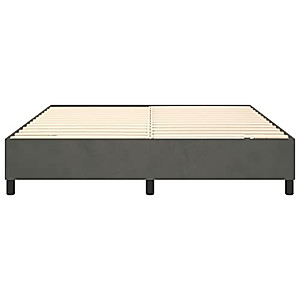 vidaXL Box Spring Bed Frame Home Indoor Bed Accessory Bedroom Upholstered Double Bed Base Furniture Dark Gray 72"x83.9" California King Velvet