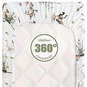 LifeTree Diaper Changing Pad Cover for Boys Girls - Soft Neutral Muslin Fitted Changing Table Sheets - 16"x32" 70% Viscose from Bamboo and 30% Cotton Blend - Eucalyptus Print