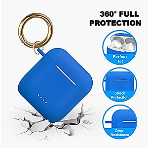 MOLOVA Protective Silicone Case Compatible with Tozo t6, Front LED Visible, Premium Accessory Shockproof tozo t6 Case Cover with Keychain. (Blue)