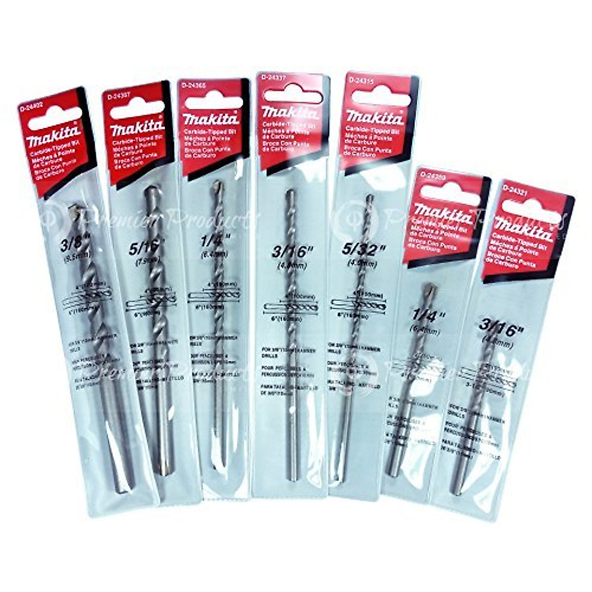 Makita 7 Piece - Complete Concrete Drill Bit Set for Hammer Drills - Precise Drilling for Light Masonry & Concrete