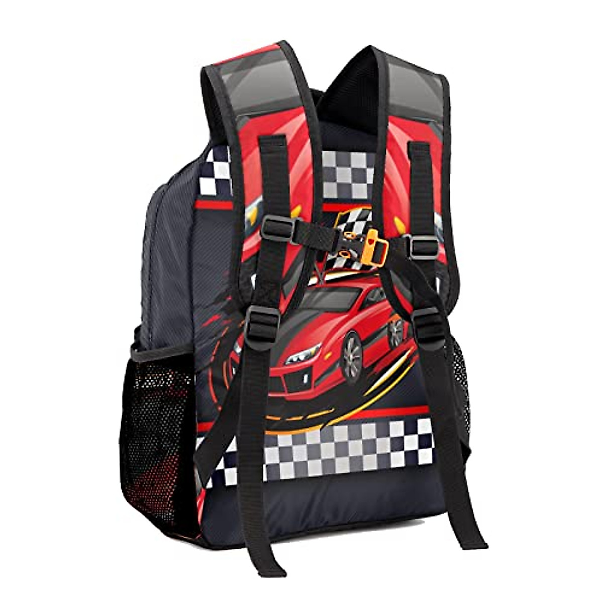 Urcustom Custom Kid Backpack, Race Car Personalized School Bookbag with Your Own Name, Customization Casual Bookbags for Student Girls Boys