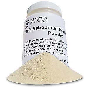Sabouraud Dextrose Agar Powder 100grams - Evviva Sciences - Make Up to 75 Agar Petri Dishes - Premium Performance - Excellent for Mold & Fungus - Great for Mushrooms & Science Projects