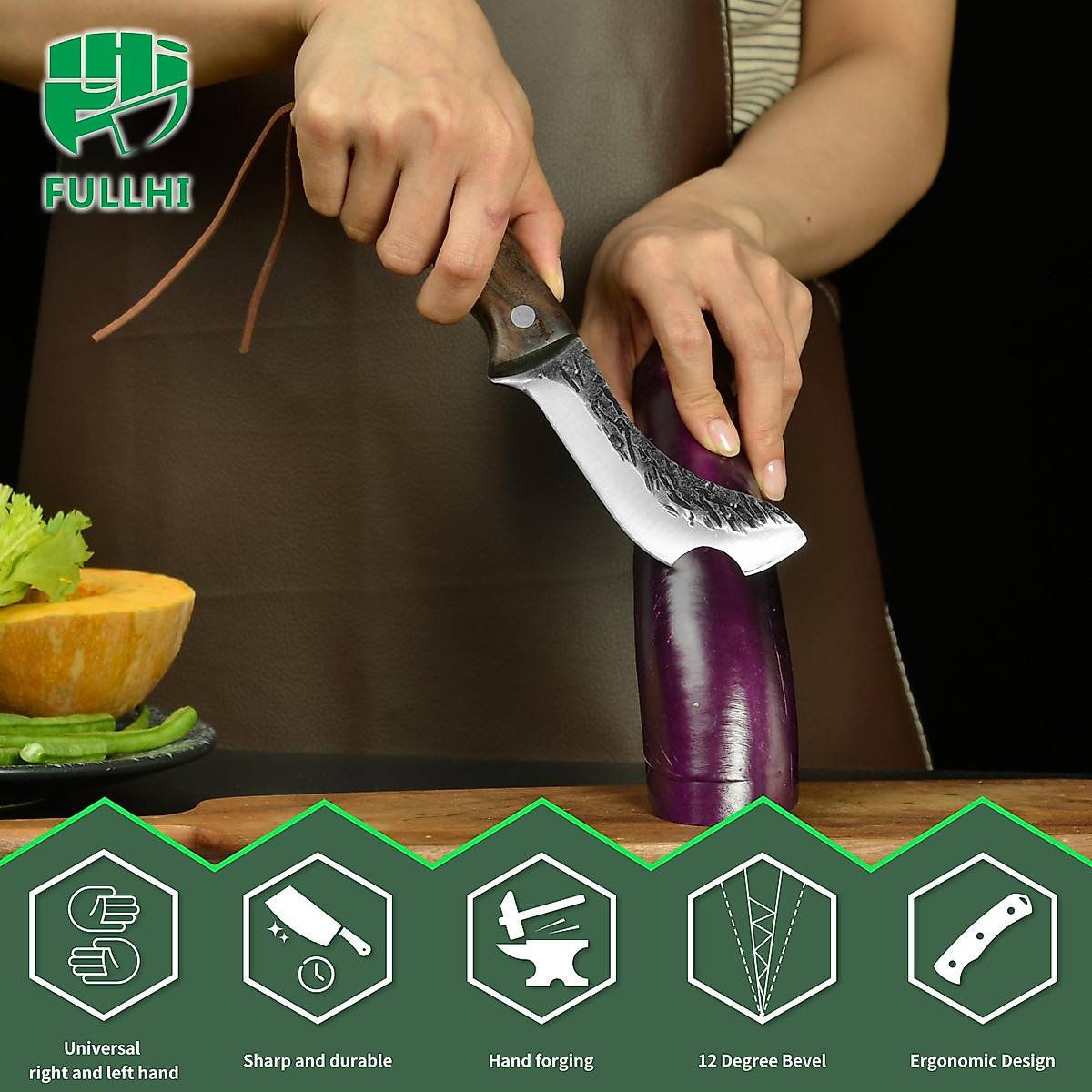 FULLHI 11pcs butcher knife Boning Knife set & Magnetic Knife Block Holder With Sheath High Carbon Steel Fish Knife Chef Knife For Kitchen, Camping, BBQ