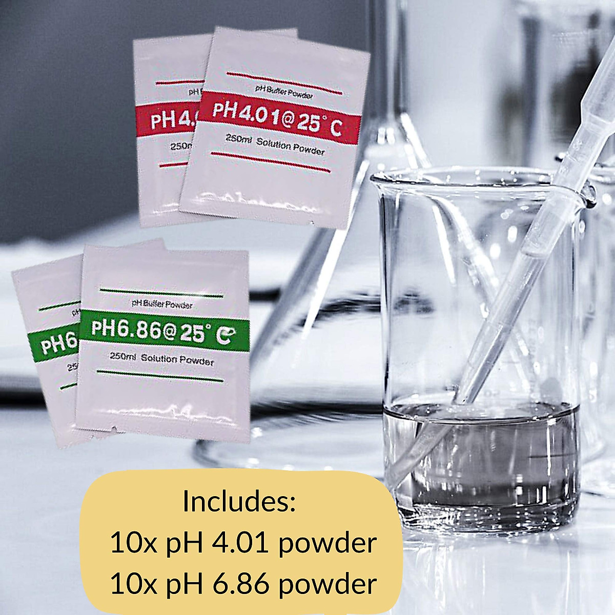 CyberTech 20 Pack PH Buffer Powder for FA Tester Calibration Solution Mixture PH 4.01 6.86