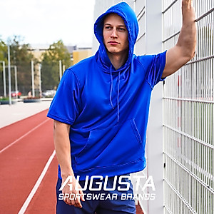 Augusta Sportswear Men's Wicking Fleece Short Sleeve Hoodie, Black, X-Large