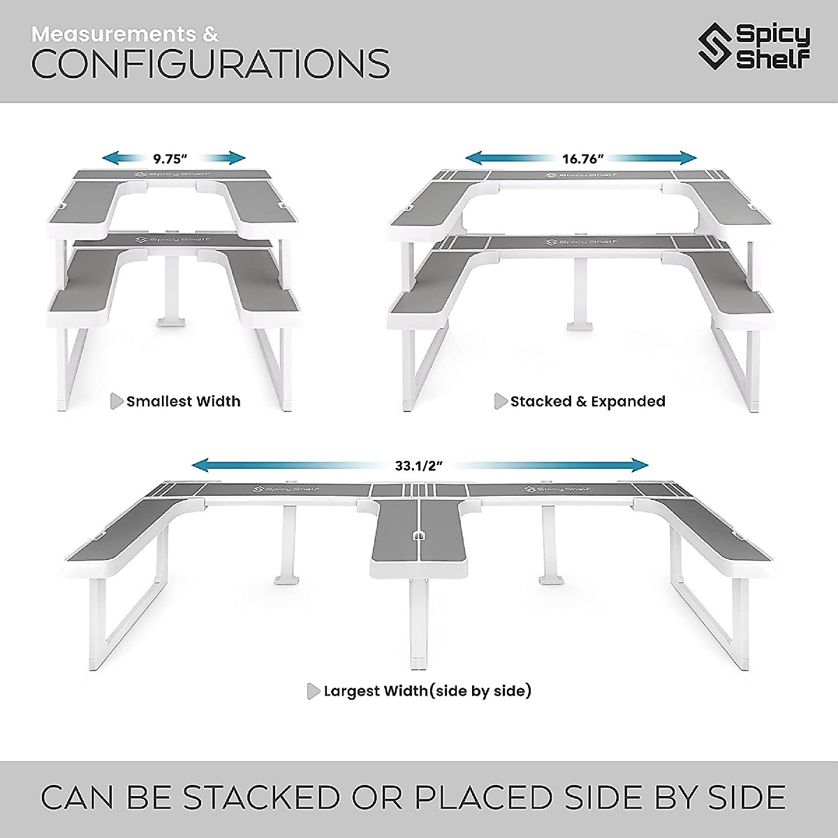 Spicy Shelf 3.0 - Expandable 2 Tiered Spice Rack Organizer for Cabinet & Pantry - Kitchen Seasoning Organizer - Cabinet Spice Racks for Inside Cabinets (Spicy Shelf Premium) - Home Organization