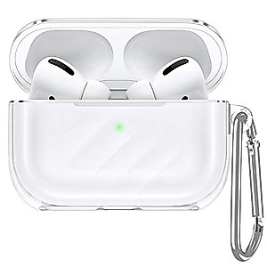 ESR Upgrade Clear Carrying Case for AirPods Pro Case 2019, Air Ripple Protective TPU Cover with Keychain [Won't Affect Wireless Charging] [Visible Front LED] [Dust & Shock-Resistant], Clear