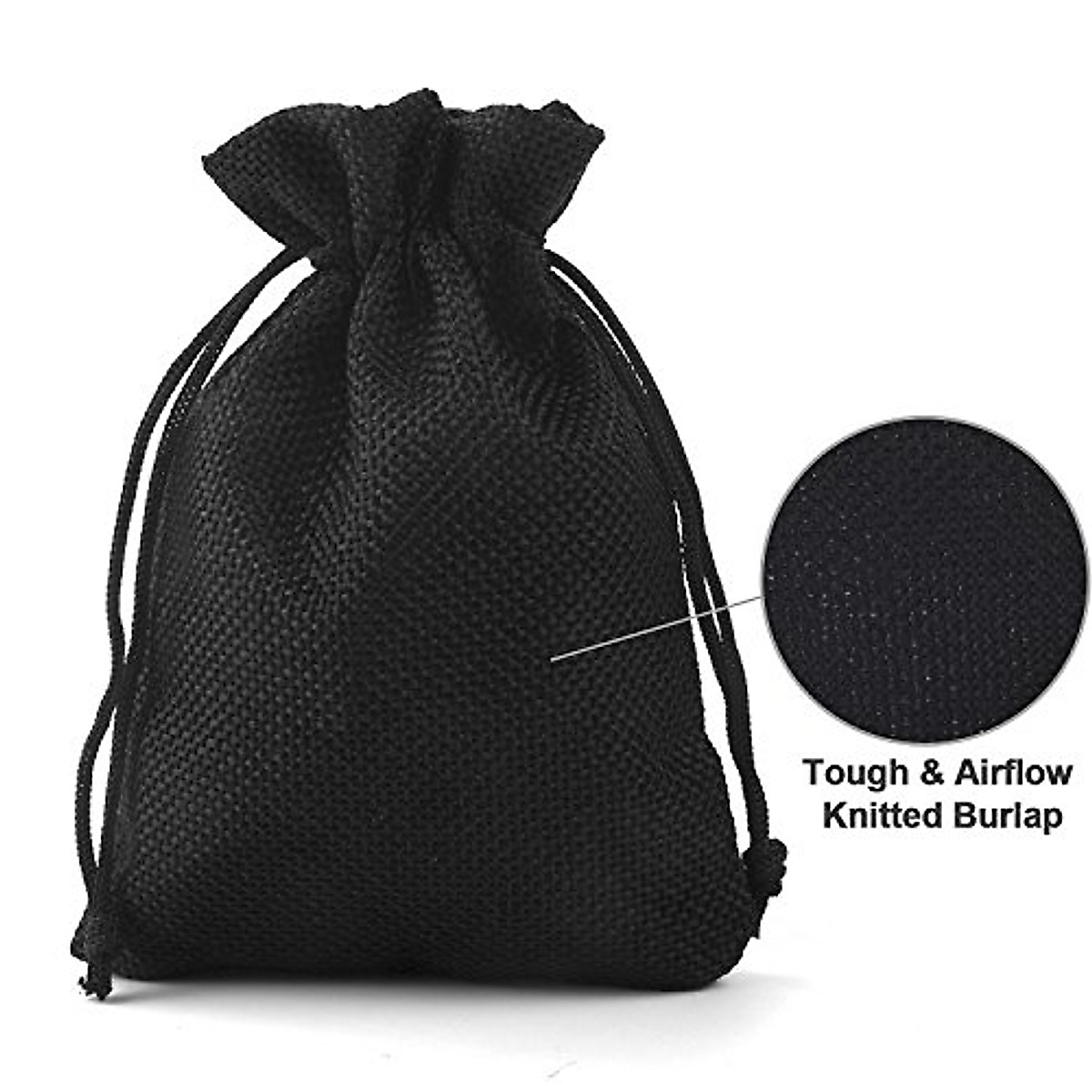 ADVcer Burlap Drawstring Bags Set, 5.5 x 4 and 4.8 x 3.5, Sacks 20 for Small Favor, Gift, Treat, Goodie, Party, Jewelry, Little Sachet, Coffee Bean, Mini Decor, Craft, Candy, Tea Storage (Black)