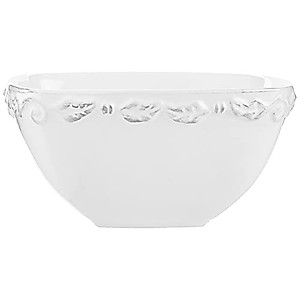 American Atelier Square Dinnerware Sets | White Kitchen Plates, Bowls, and Mugs | 16 Piece Bianca Wave Collection | Dishwasher and Microwave Safe | Service for 4