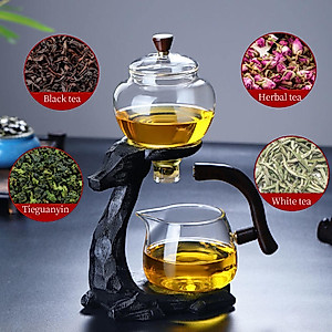 Homyl Glass Automatic Set Drip Pot Infuser Tea Drip Pot Tea Making Oolong Tea Maker Automatic Tea Set for Home