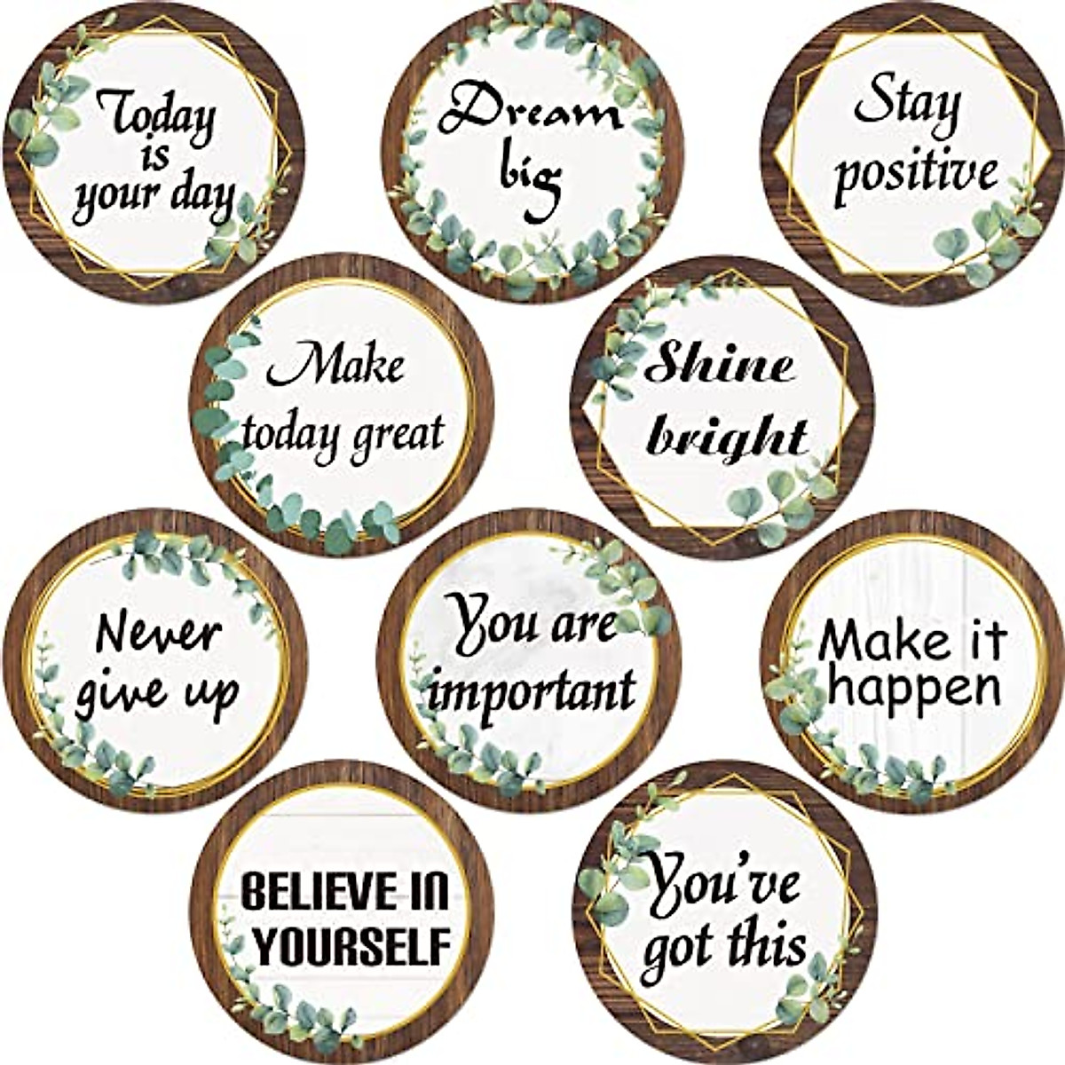50pcs Positive Sayings Accents Eucalyptus Motivational Classroom Cutouts Decors Growth Mindset Chips Inspirational Quotes Bulletin Board Class Door Decorations