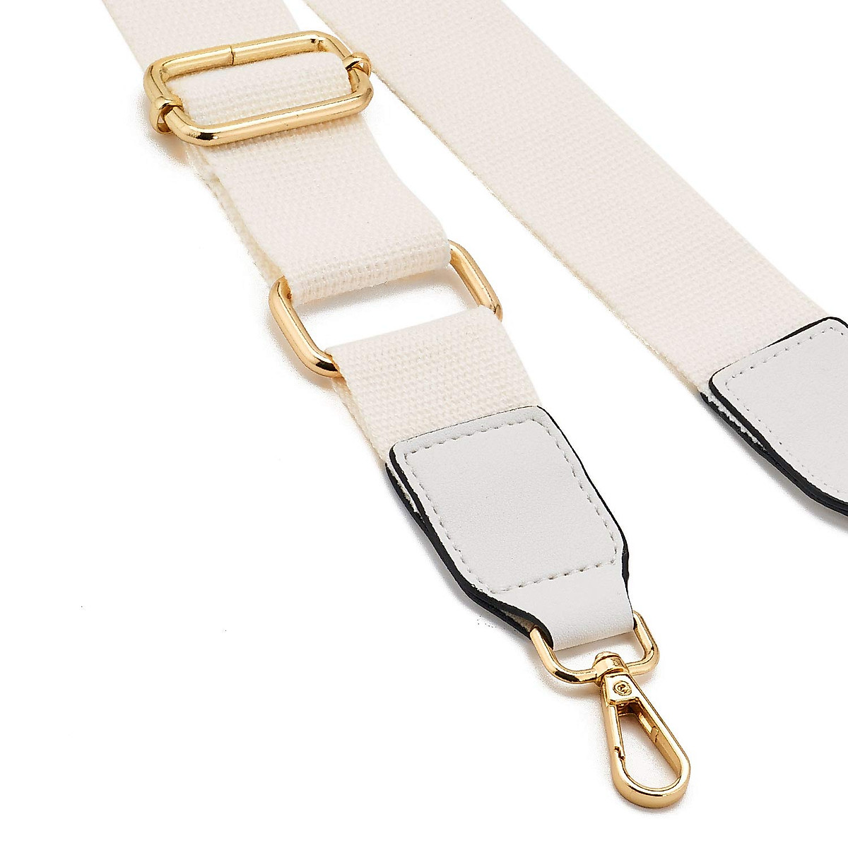 DEVPSISR Wide Shoulder Purse Strap Replacement Adjustable Belt Canvas Bag Crossbody Handbag (Leather Buckle-Creamy White)