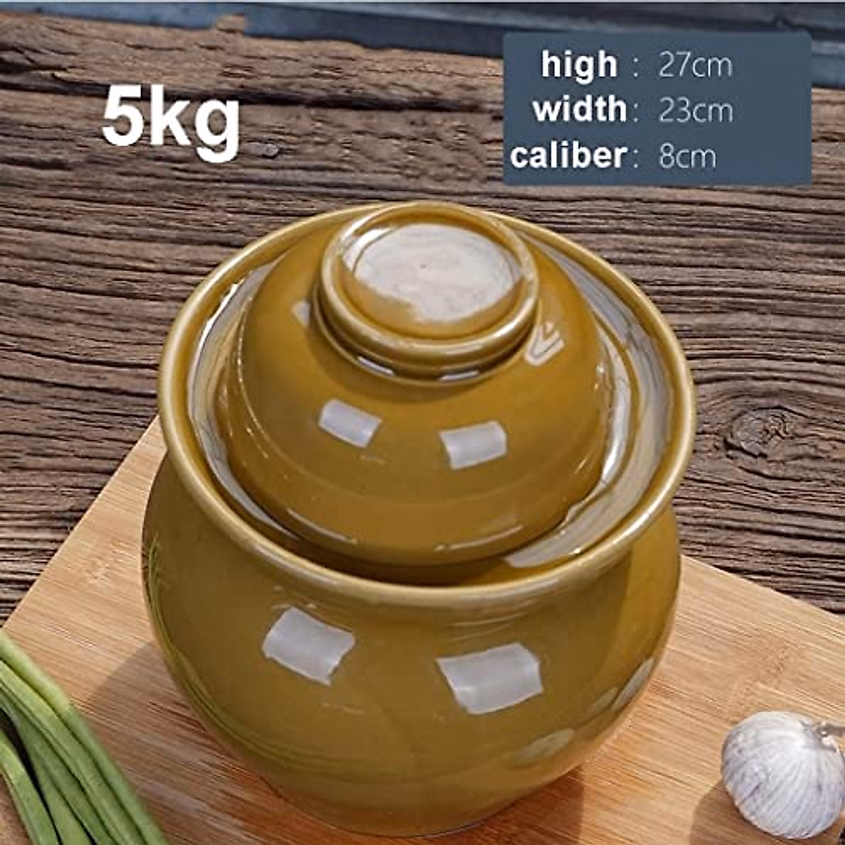 Ceramic Thickened Ceramics Fermenting Jar, Porcelain Pickling Jar,Crock Jar Stoneware Pot, Kimchi Pot with Lid Food Storage, Water Seal Fermenting Pickling Kimchi Crock 1KG jars (Size : 6.5KG) ( Size