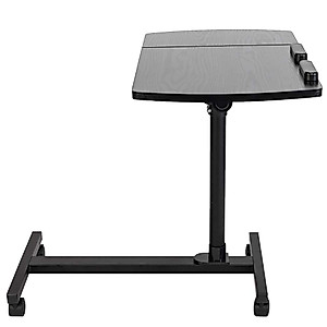 Portable Swivel Laptop Table Desk Adjustable Angle & Height Rolling Stand Tiltable Tabletop Desk Laptop Notebook Sofa/Bed Side Table Hospital Table Stand W/Lockable Casters, Black
