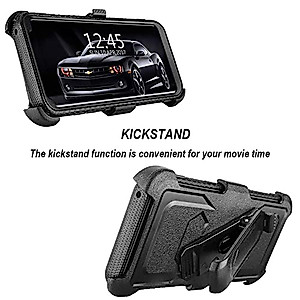 Holster Case for Samsung Galaxy A12 with Swivel Belt Clip, Built-in Screen Protector Heavy Duty Full Body Protection Shockproof Kickstand Cover for Outdoor Sports (Samsung A12)