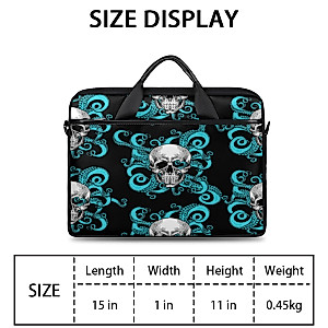 Skull Octopuses Laptop Bag 13-15 Inch Laptop Case Lightweight Computer Briefcase Messenger Bag for Women Men
