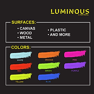 individuall Extreme Glow in The Dark Colours Set | Neon Glow Colours that Glow in the Dark | Rechargeable & Luminous | by Luminous