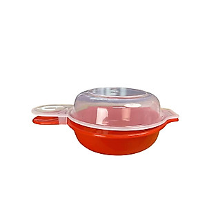 JCFUHONG Microwave Egg Cooker Set - Quick 1-Minute Egg Hamburg Omelet Maker Red & Clear Steam Release Vent Dishwasher Safe Kitchen Cooking Tool.