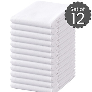 Cotton Clinic Flour Sack Towels White 26"x26" - 100% Cotton Flour Sack Kitchen Towels - Multi Purpose Dish Towels for Drying Dishes - 12 Pack