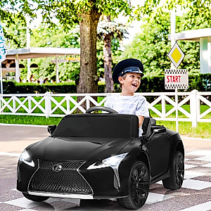 Costzon Ride on Car, Licensed Lexus LC500, 12V Battery Powered Car w/Remote Control, 3 Speed, LED Lights, Horn, MP3&USB, Slow Start, Spring Suspension, Electric Vehicle for Boys& Girls (Black)