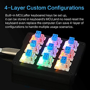Macro Keypad 9 Keys Mechanical Keyboard Mini One Handed RGB Backlit Portable Programmable Single-Handed Gaming Keypad for OSU Electric Contest Game PC Laptop MAC Win Geeker Outemu