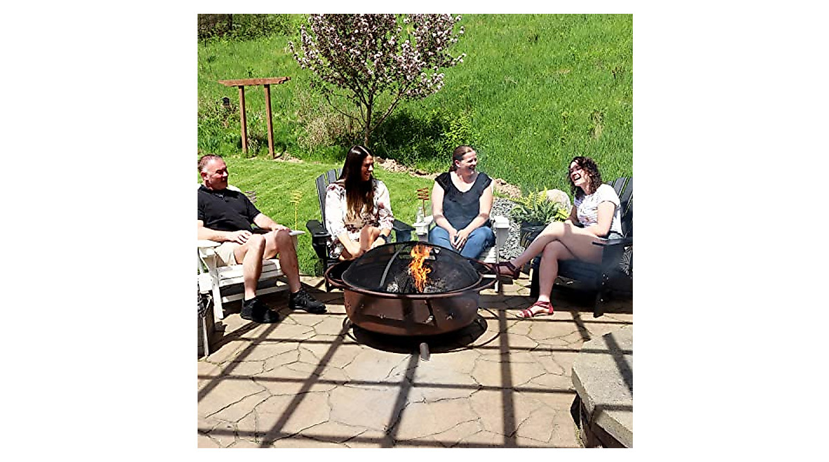 Sunnydaze Cosmic 42-Inch Wood-Burning Steel Fire Pit with Round Spark ...