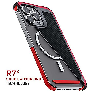 Ghostek ATOMIC slim iPhone 13 mini Phone Case with Real Carbon Fiber and MagSafe Ring Magnet Built-In Red Aluminum Bumper Armor Covers Designed for 2021 Apple iPhone13 mini (5.4") (Carbon Fiber - Red)