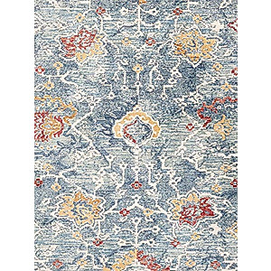 Pasargad Home Heritage Collection Polypropyle & Polyester L. Blue / Beige Patterned Living Room Bedroom Dining Home Office Area Rug 2' 6" X 10' 0"