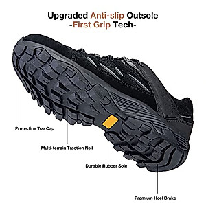 SILENTCARE Men's Waterproof Hiking Shoes Non-Slip Comfortable Outdoor Walking Hike Footwear(Medium, Black Grey,Numeric_11.5)