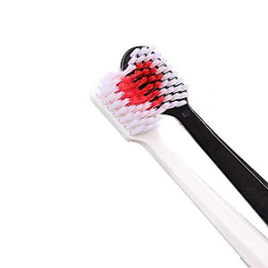 PiniceCore 2pcsToothbrushes Black and White Heart Shaped Couple toothbrushes eco Friendly Nano toothbrushes Dental Care Brush BlackWhite one size