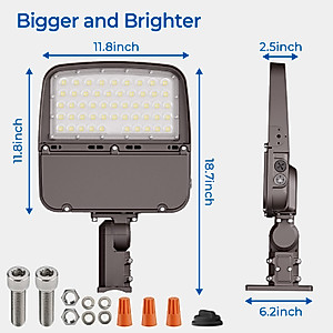 CINOTON 150W/100W/75W LED Parking Lot Light Outdoor 22500LM, 100-277V Dusk to Dawn IP65 Waterproof Commercial Street Light with Arm & Slipfitter Mount for Warehouse, 5000K Daylight ETL Listed 1 Pack