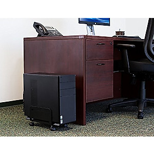 Mount-It! Rolling CPU Stand with Wheels, Heavy Duty Desktop Computer Tower Cart with Ventilation and Adjustable Width from 4.87 to 8.5 Inches, Steel