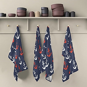 ALAZA Anchor Nautical Vintage Kitchen Towels Dish Bar Tea Towel Dishcloths 1 Pack Super Absorbent Soft 18 x 28 inches