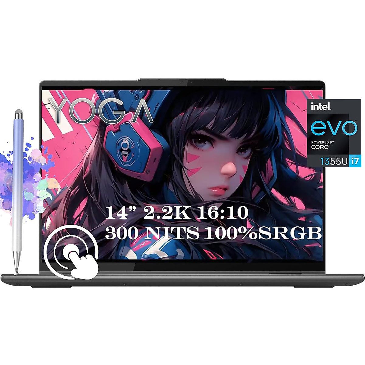 Lenovo Yoga 7i 2-in-1 14" 2.2K 16:10 Touchscreen 0.69" Slim Laptop Intel Evo 10-Core i7-1355U 2 x Thunderbolt Wi-Fi 6 Long Battery Life - 12H Win11 W/Stylus Pen (16GB RAM | 512GB PCIe SSD)