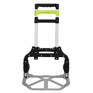 Folding Hand Truck,75kg Aluminum Folding Hand Truck and Dolly,Portable Luggage Trolley Cart with Wheels for Indoor Outdoor Moving Travel (Green)
