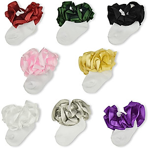TONGXiNHUA and three Chinese characters 8 Pairs Ruffle Socks, Princess Lace Ruffles Socks Baby Frilly Socks Little Girl Big Ruffle Socks for Newborn/Infant/Toddler (XXS)