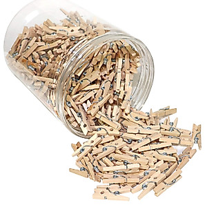 Mini Natural Wooden Clothespins, 320pcs, 1 Inch Photo Paper Peg Pin Craft Clips for Scrapbooking, Arts & Crafts, Hanging Photos (Natural)