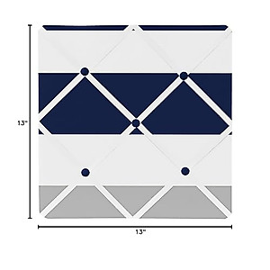 Navy Blue, Gray and White Fabric Memory/Memo Photo Bulletin Board for Stripe Collection